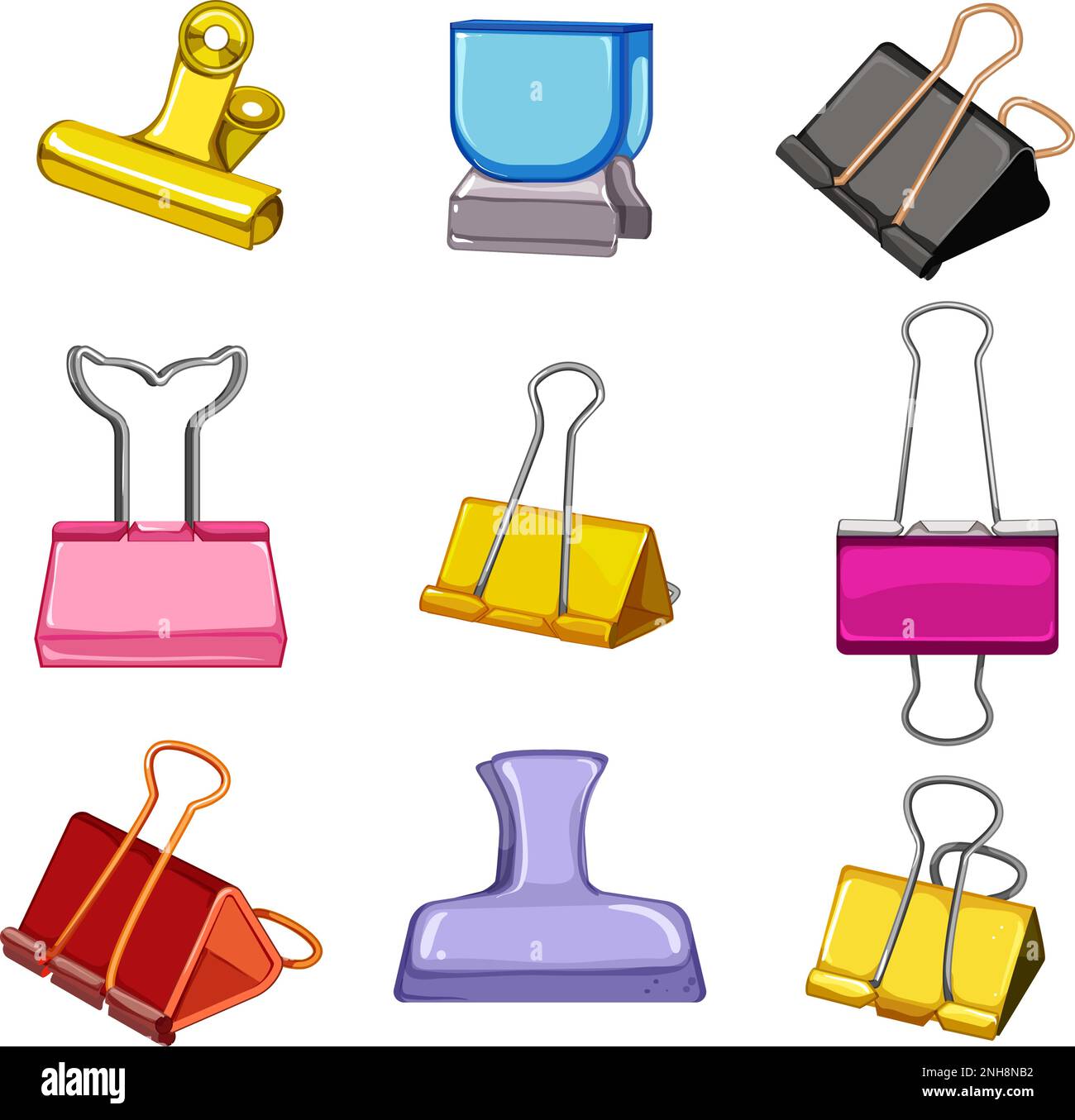 binder clip set cartoon vector illustration sign color Stock Vector ...