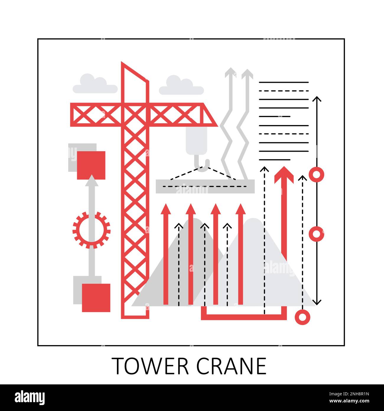 Tower construction crane. Building machinery, project development ...