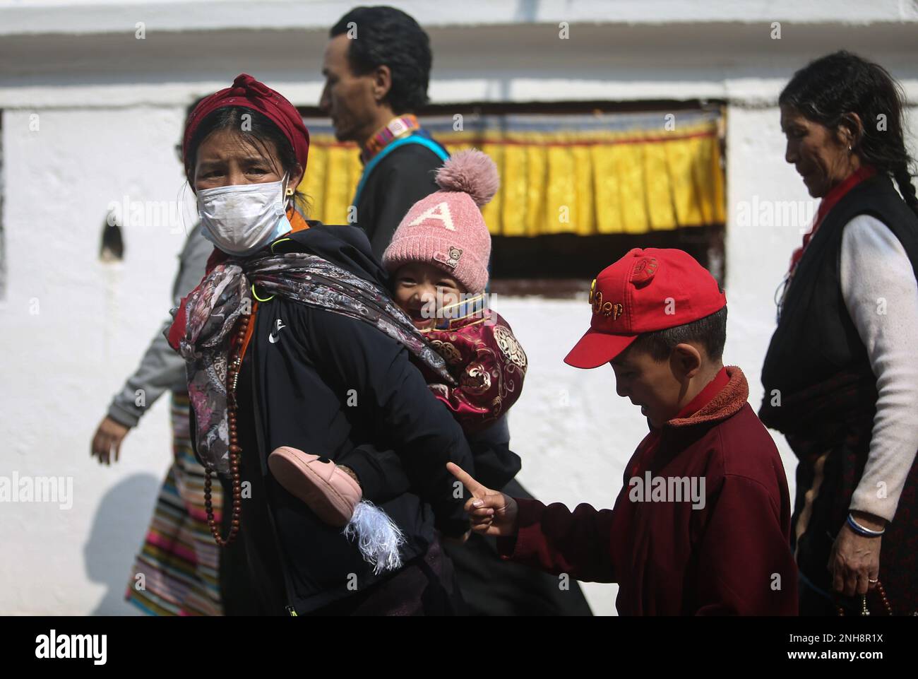 February 21, 2023, Kathmandu, Bagmati, Nepal: A family arrive to take ...
