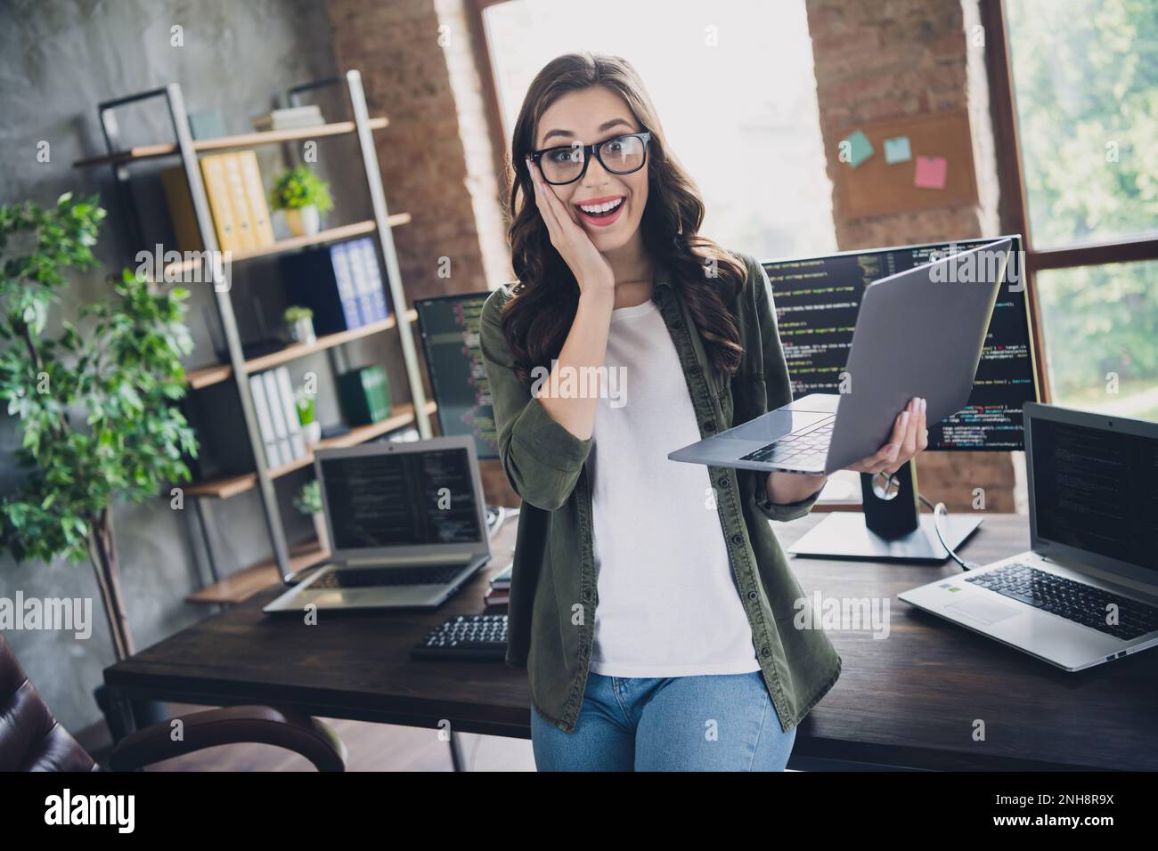 Photo of impressed cheerful administration successfully finished task ...