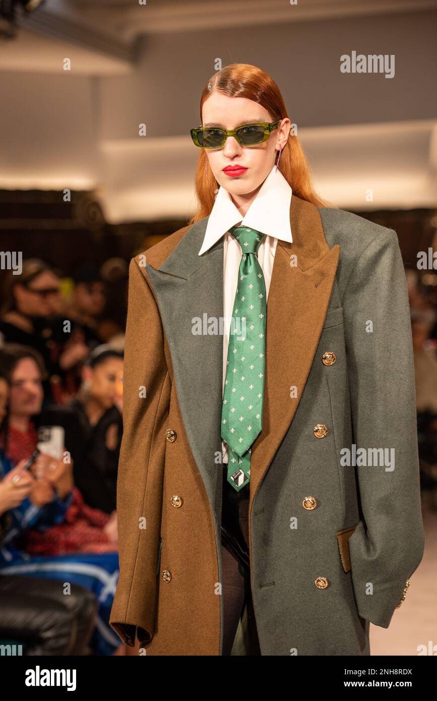 A model walks at the Helen Anthony London Fashion Week AW23 Runway Show ...