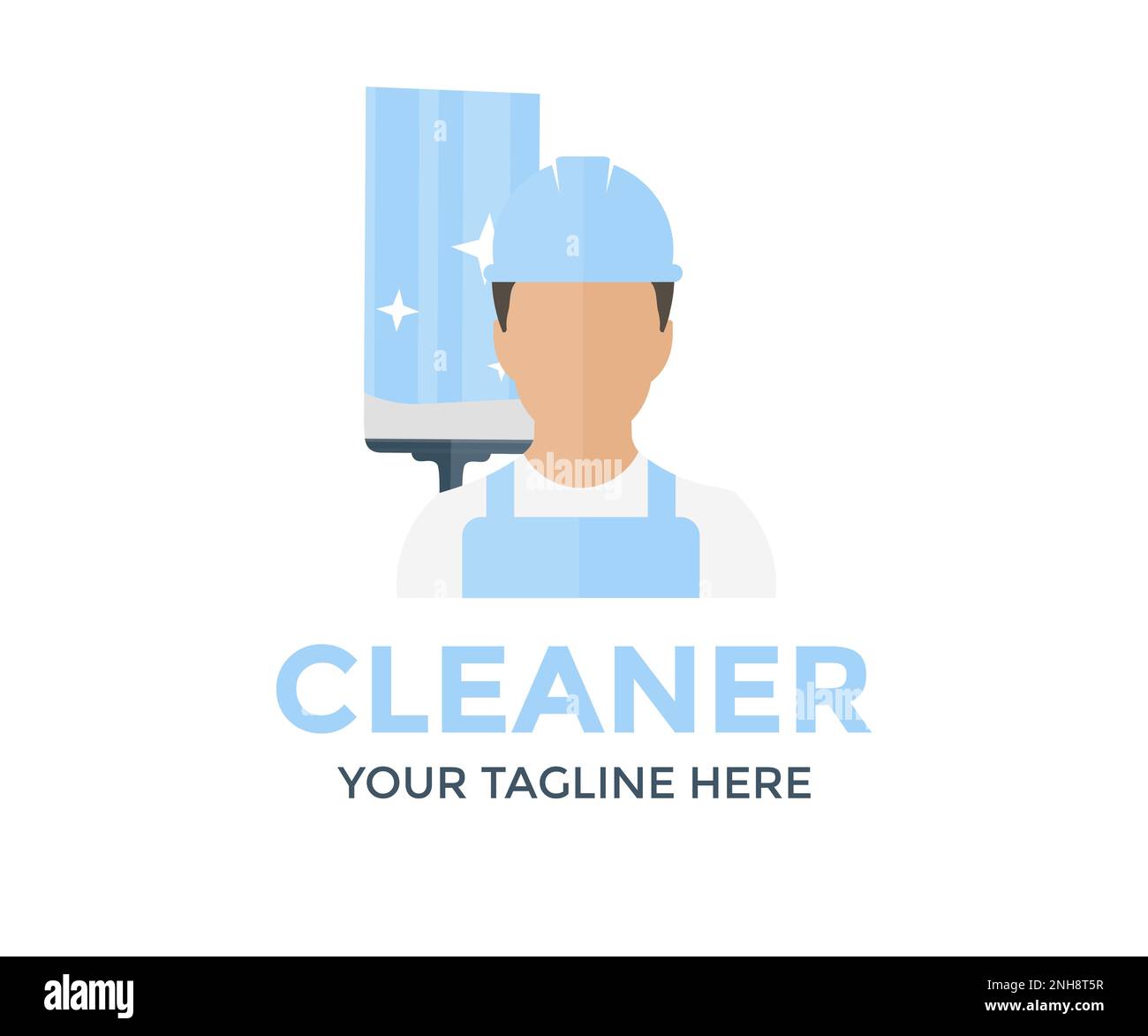 Hard-working professional Window cleaner man logo design. Person ...
