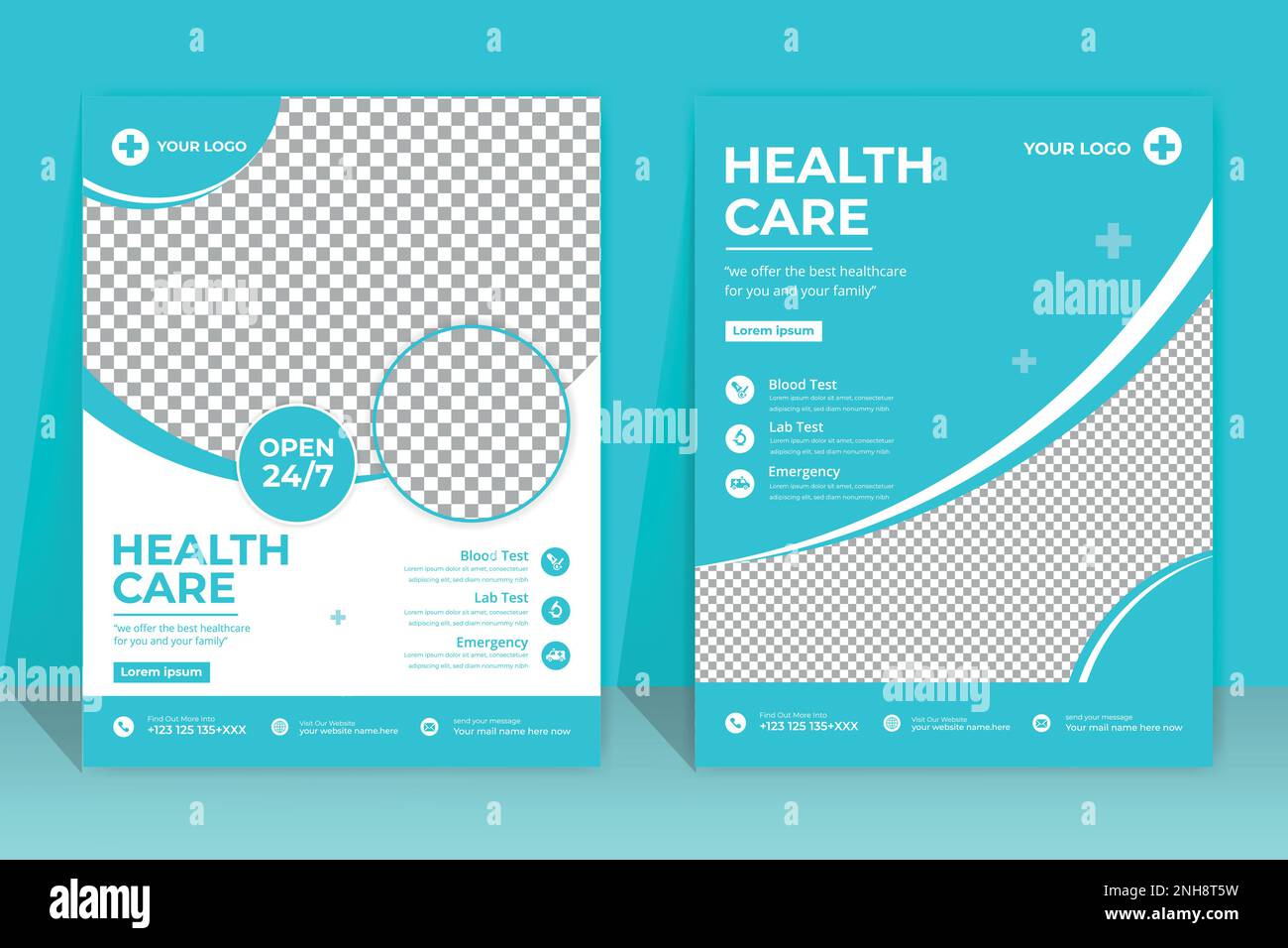 Healthcare cover a4 template design and flat icons for a report and ...