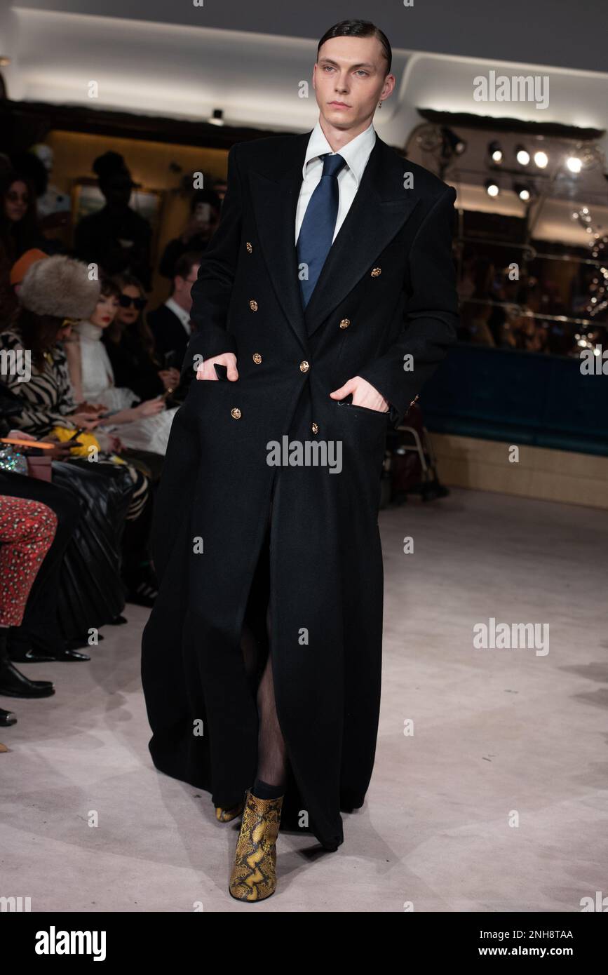 A model walks at the Helen Anthony London Fashion Week AW23 Runway Show ...