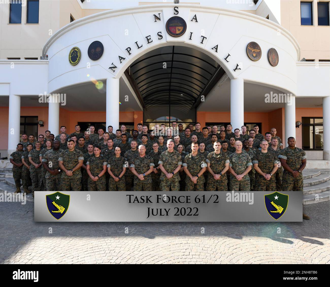 U.S. Marines assigned to Task Force 61/2 pose for a group photo at ...