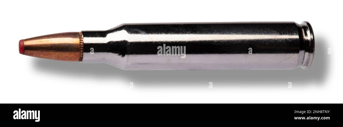 Red tipped self defense bullet on a 223 cartridge for use in an AR-15 ...