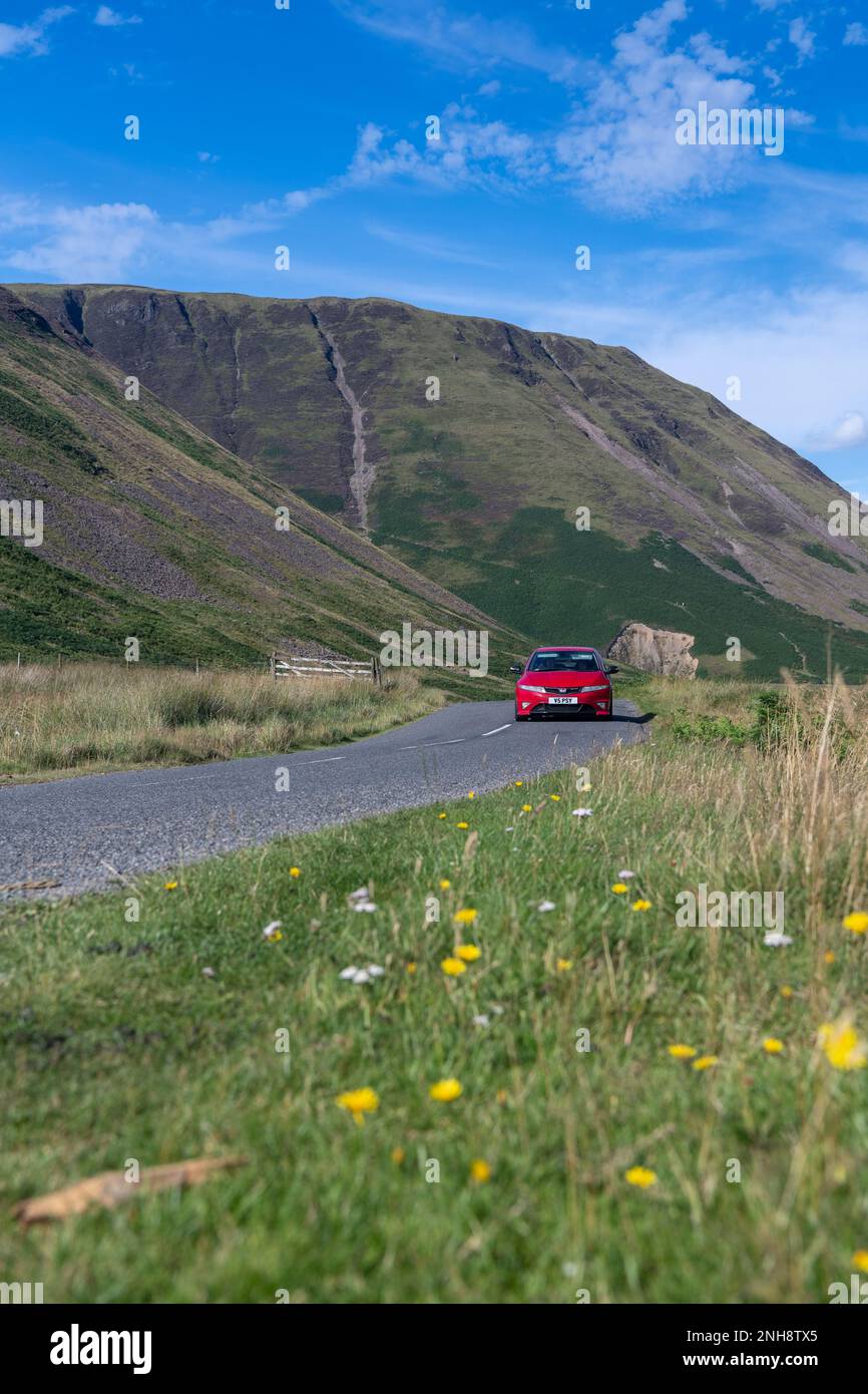 Traffic coming down the A708 near the Grey Mares Tail waterfall part of ...