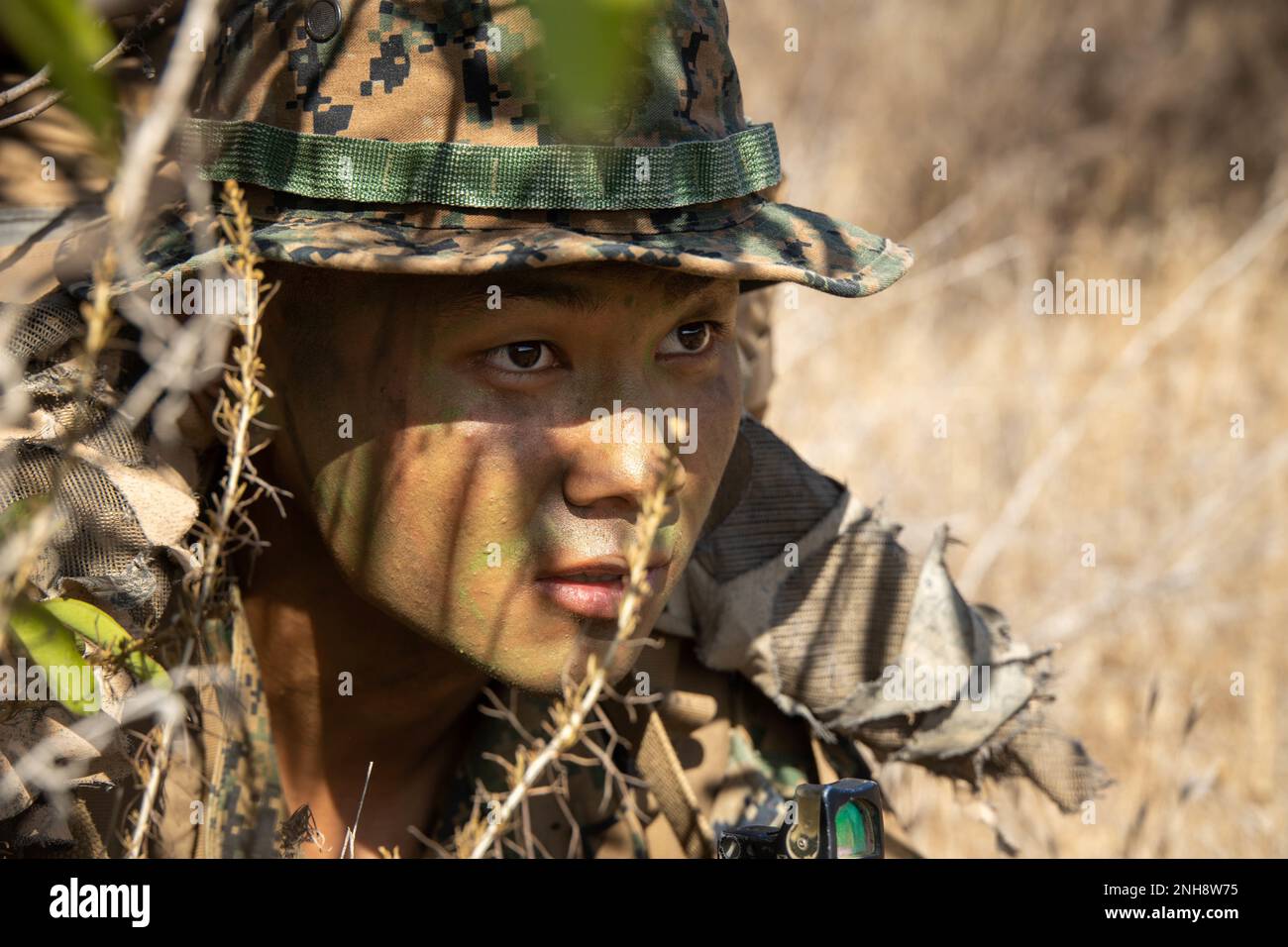 U.S. Marine Pfc. Lee Reh, an infantryman with India Company, 3rd ...