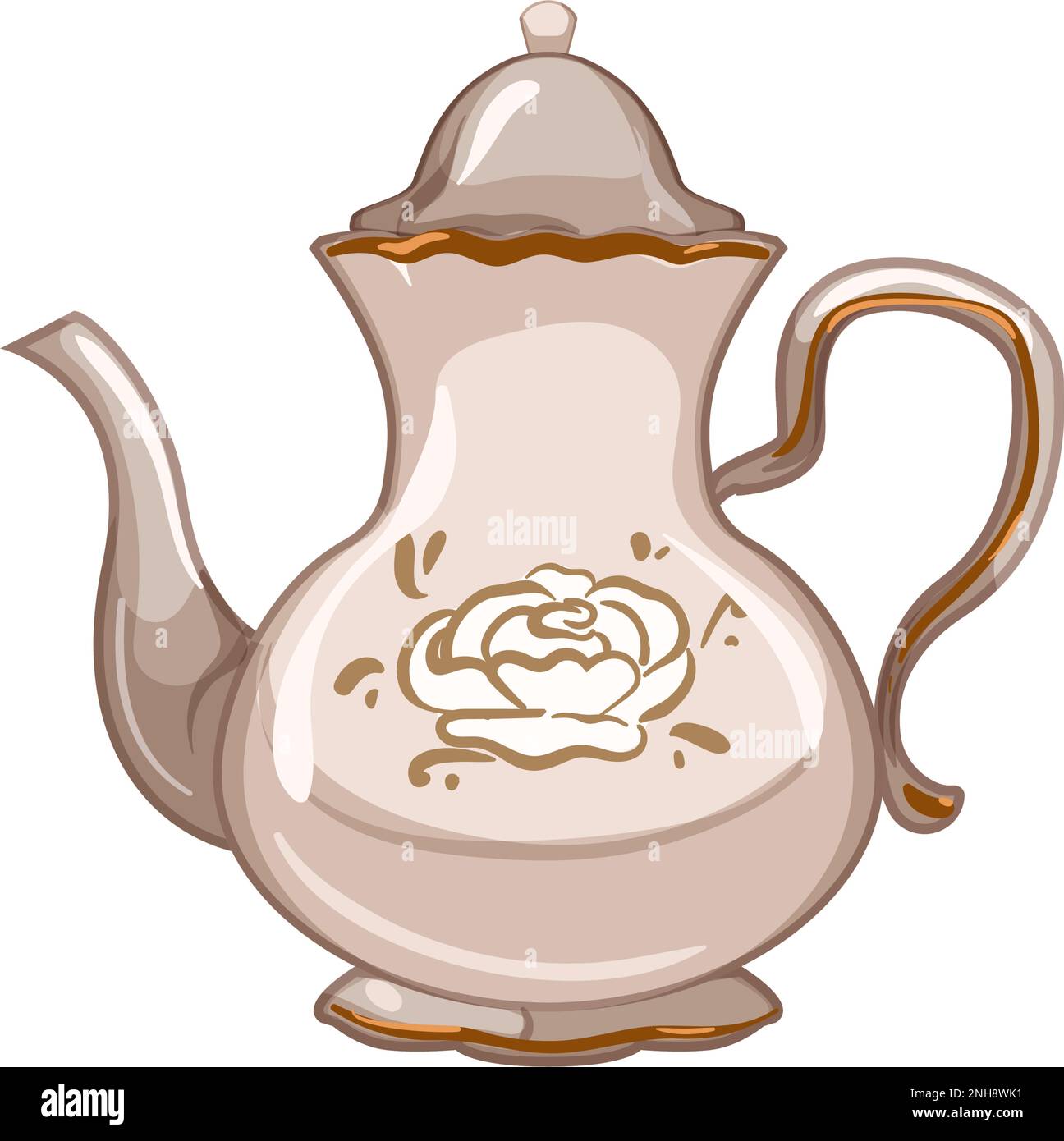 antique vintage teapot cartoon vector illustration sign Stock Vector ...