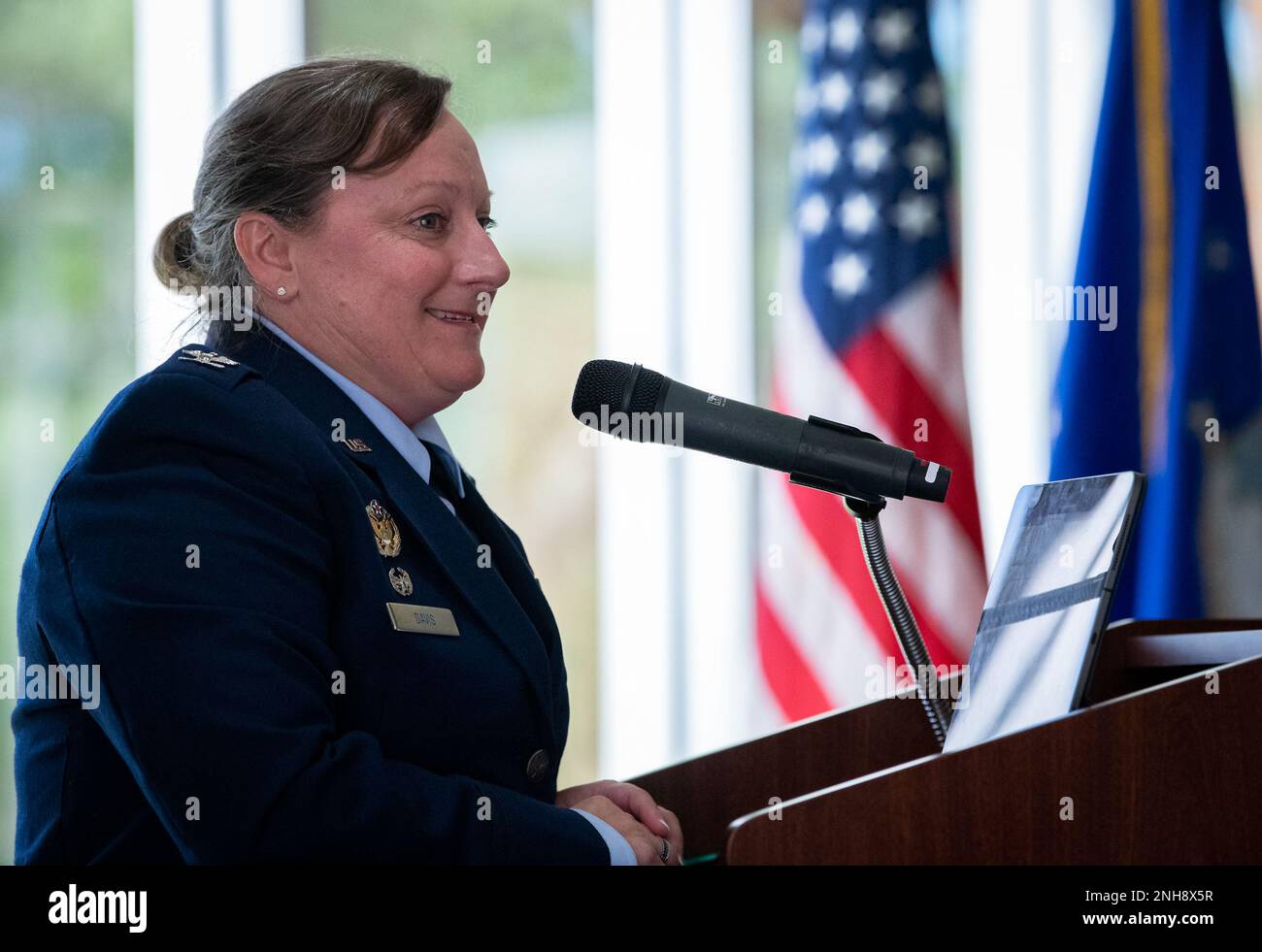Col. Tassika Davis speaks to the audience after taking command of the ...