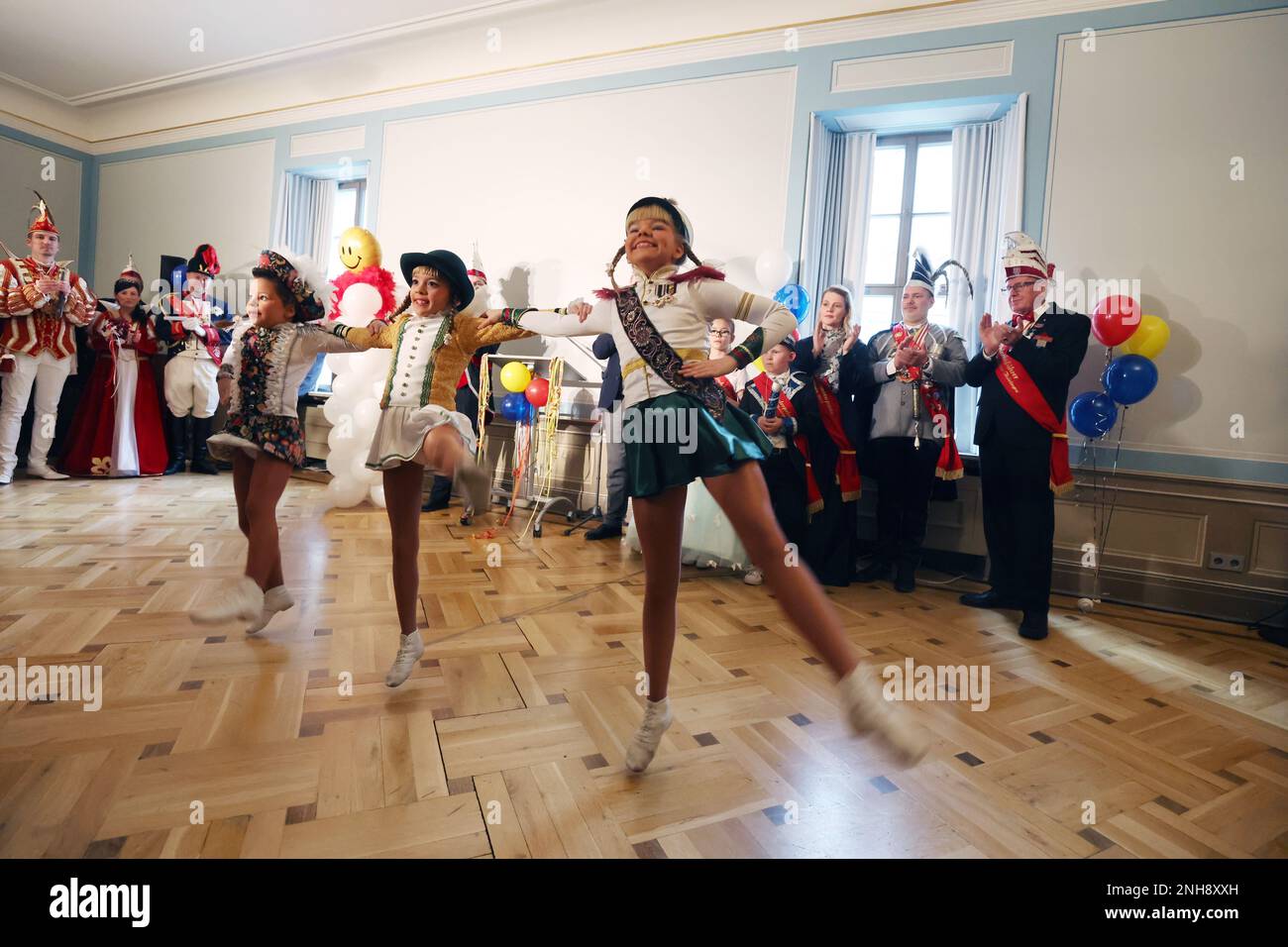 Erfurt, Germany. 21st Feb, 2023. A children's dance group dances in ...
