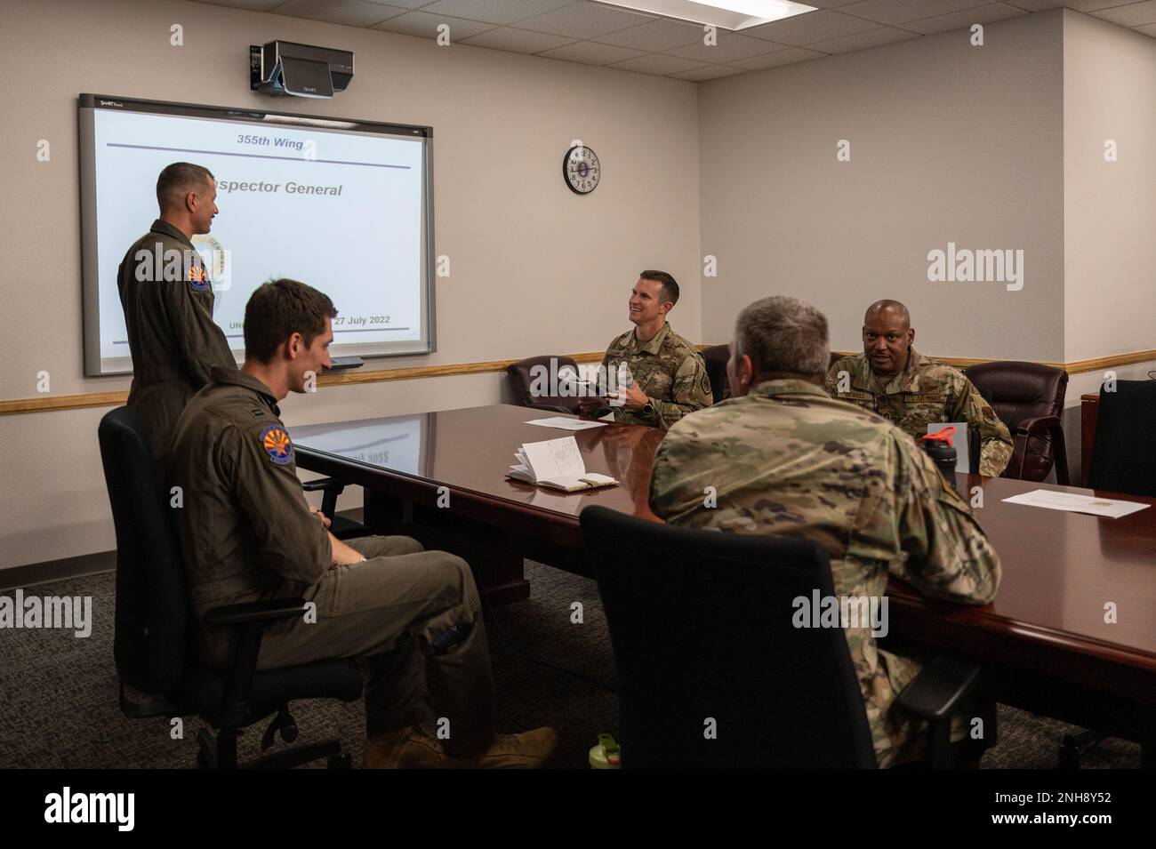 U.S. Air Force Col. Scott Mills, 355th Wing Commander, tours the 355th ...