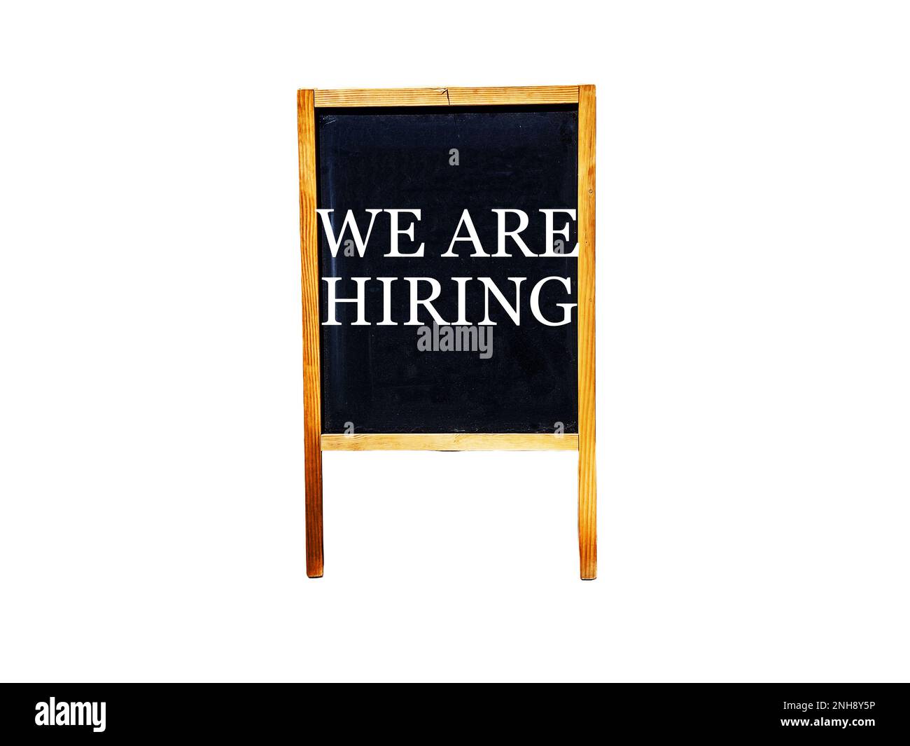We are hiring text on a board with wooden frames Stock Photo - Alamy
