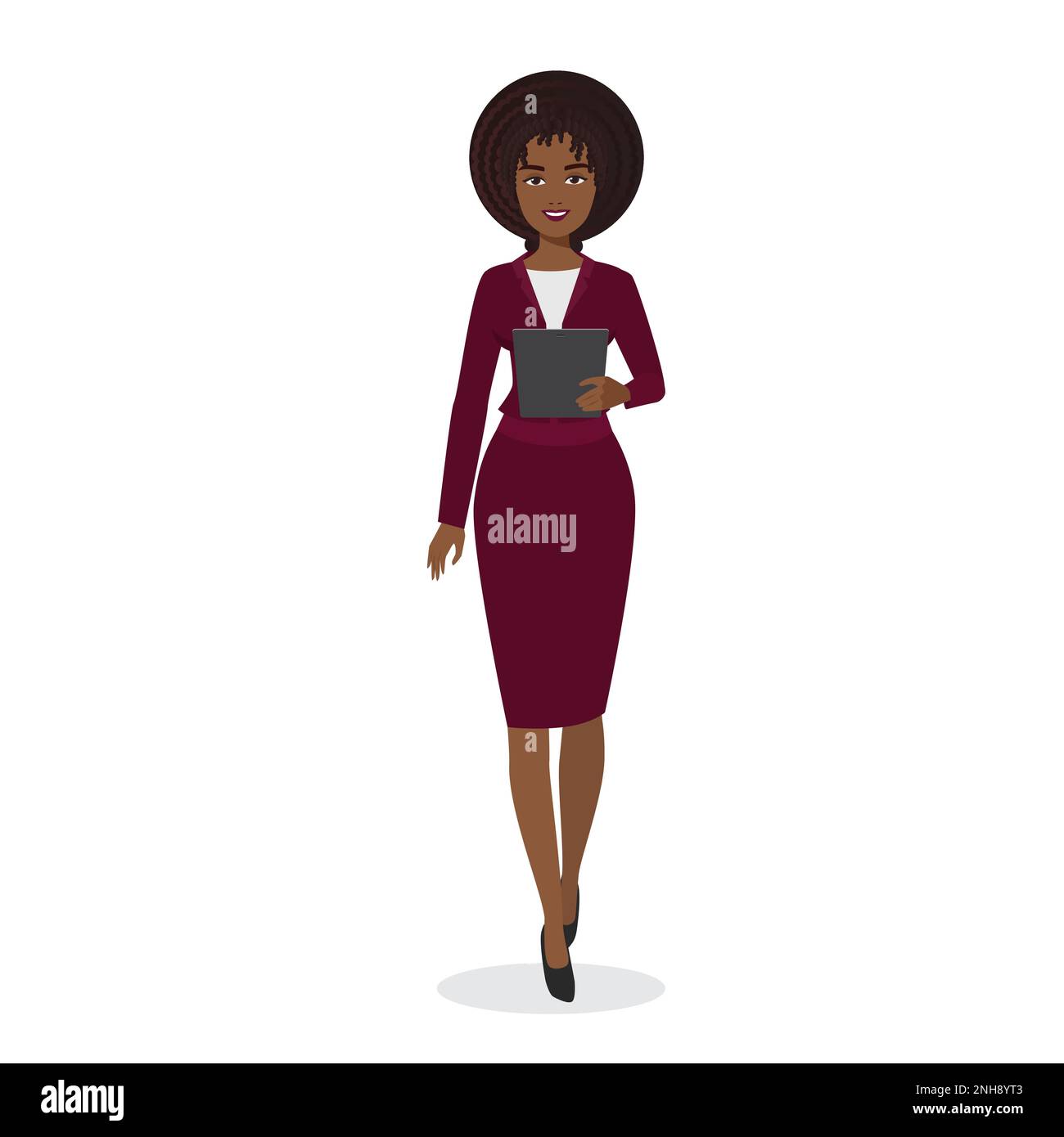 Smiling black business lady. Female manager in classic skirt suit ...