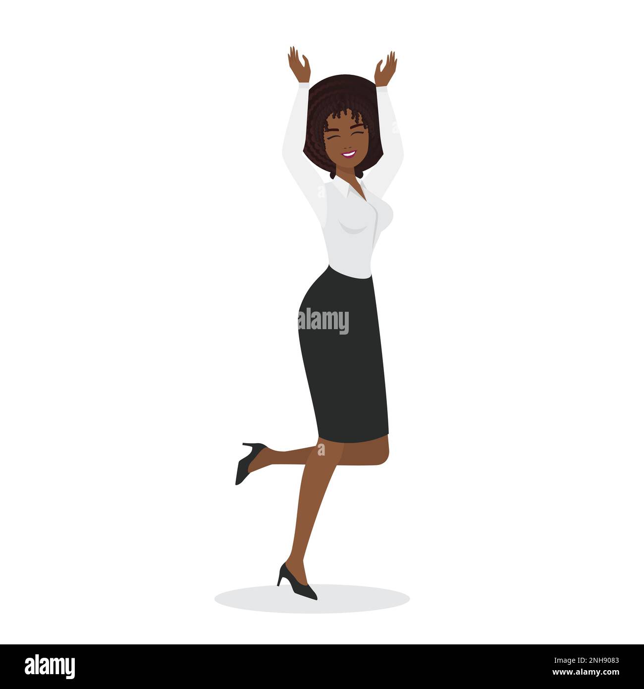 Excited black business woman. Happy female office manager vector ...
