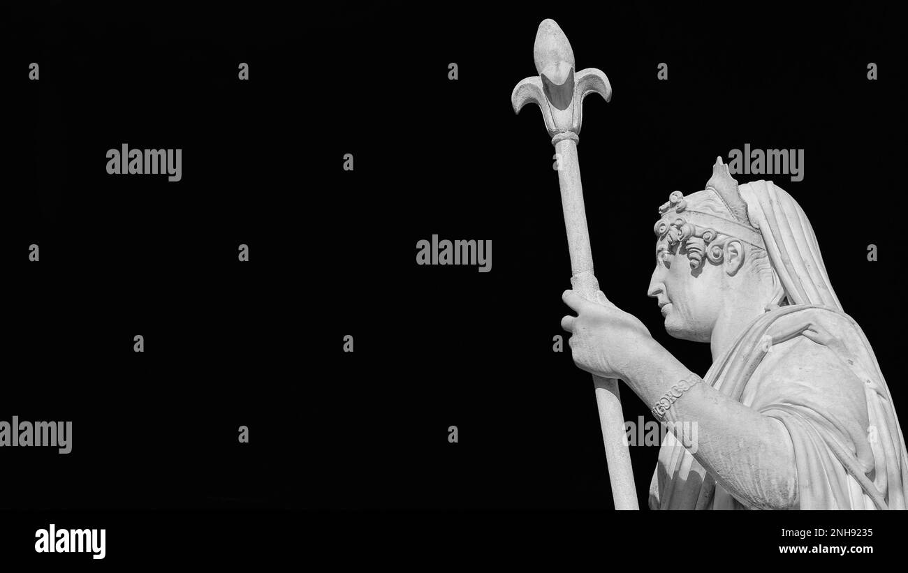 Maria Luisa Duchess of Lucca marble statue with lily scepter symbol of ...