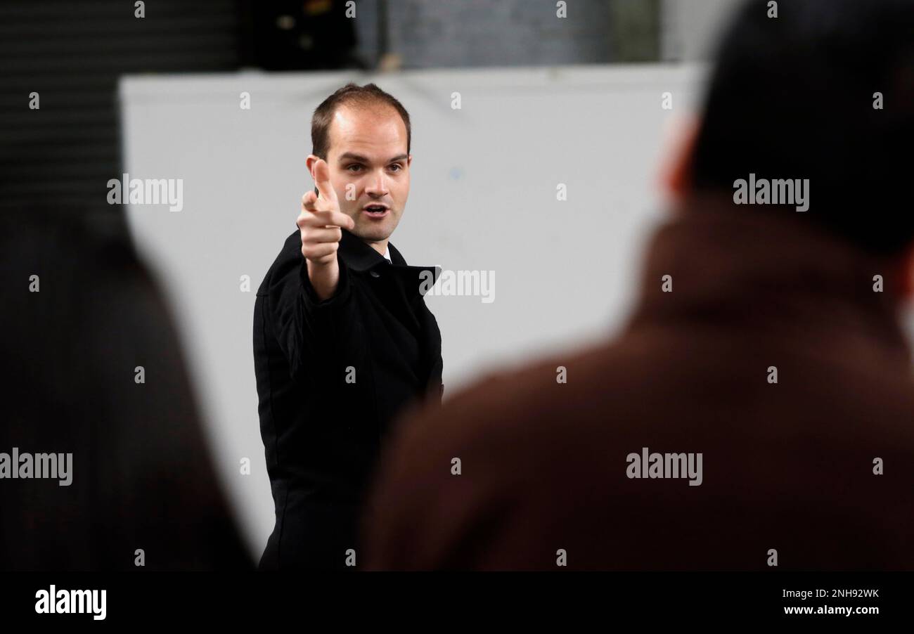 Instructor Benjamin Bowles demonstrates the proper stance during a hand ...