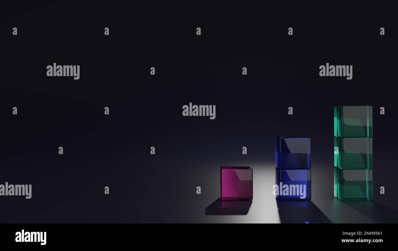 3D rendering glass bar chart background Stock Photo - Alamy