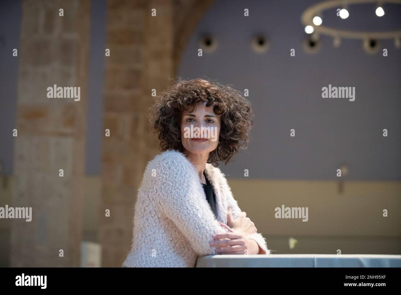 Illustrator Rosario Villajos poses after receiving the Biblioteca Breve ...