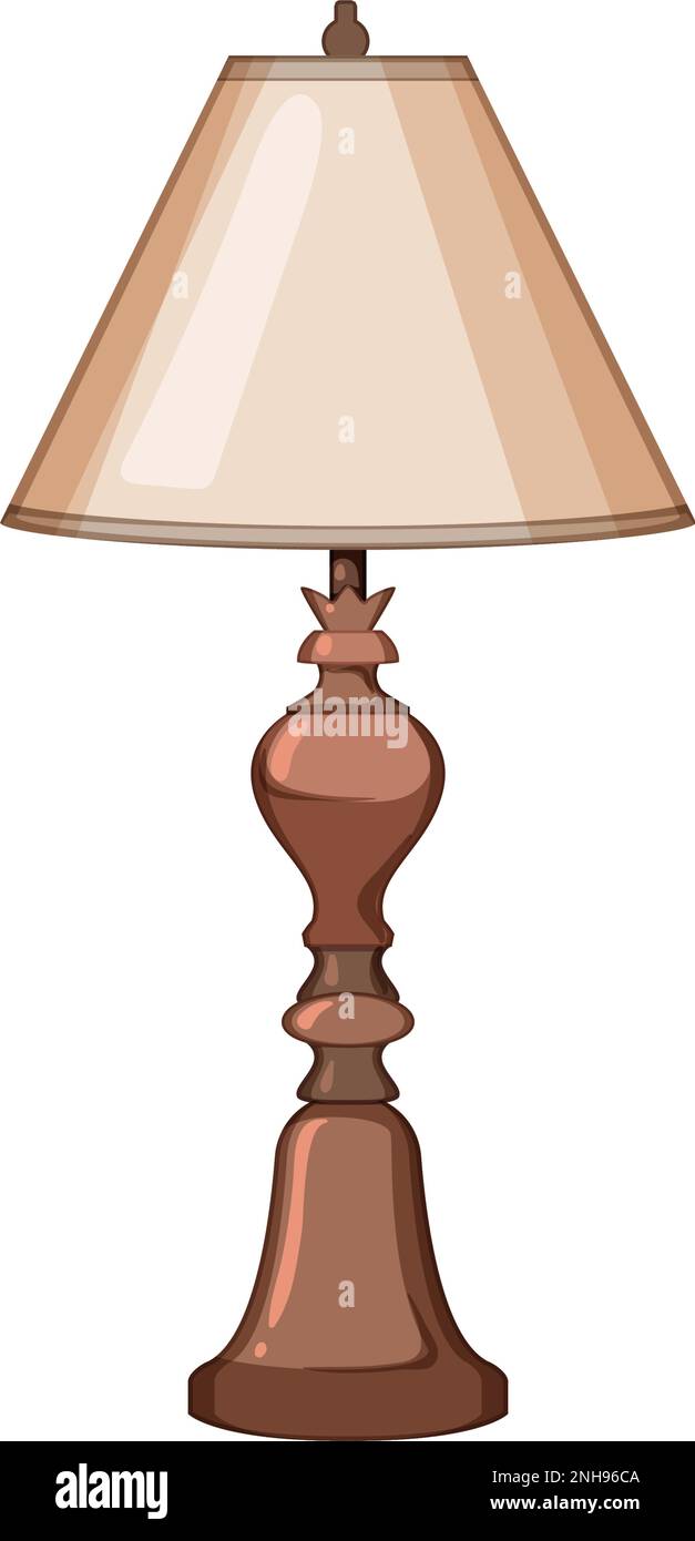 light vintage table lamp cartoon vector illustration Stock Vector Image ...