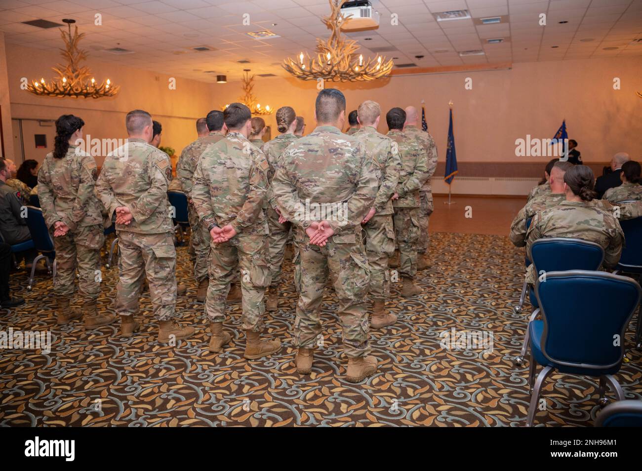 U.S. Airmen assigned to the 354th Operational Medical Readiness Squadron (OMRS) stand in ...