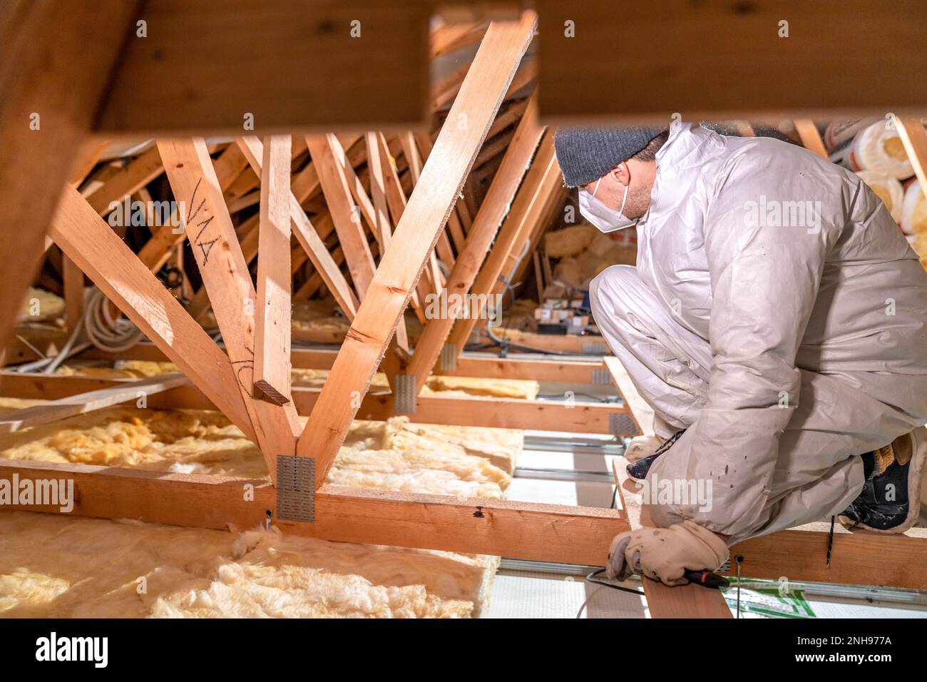 thermal insulation with glass wool Stock Photo - Alamy