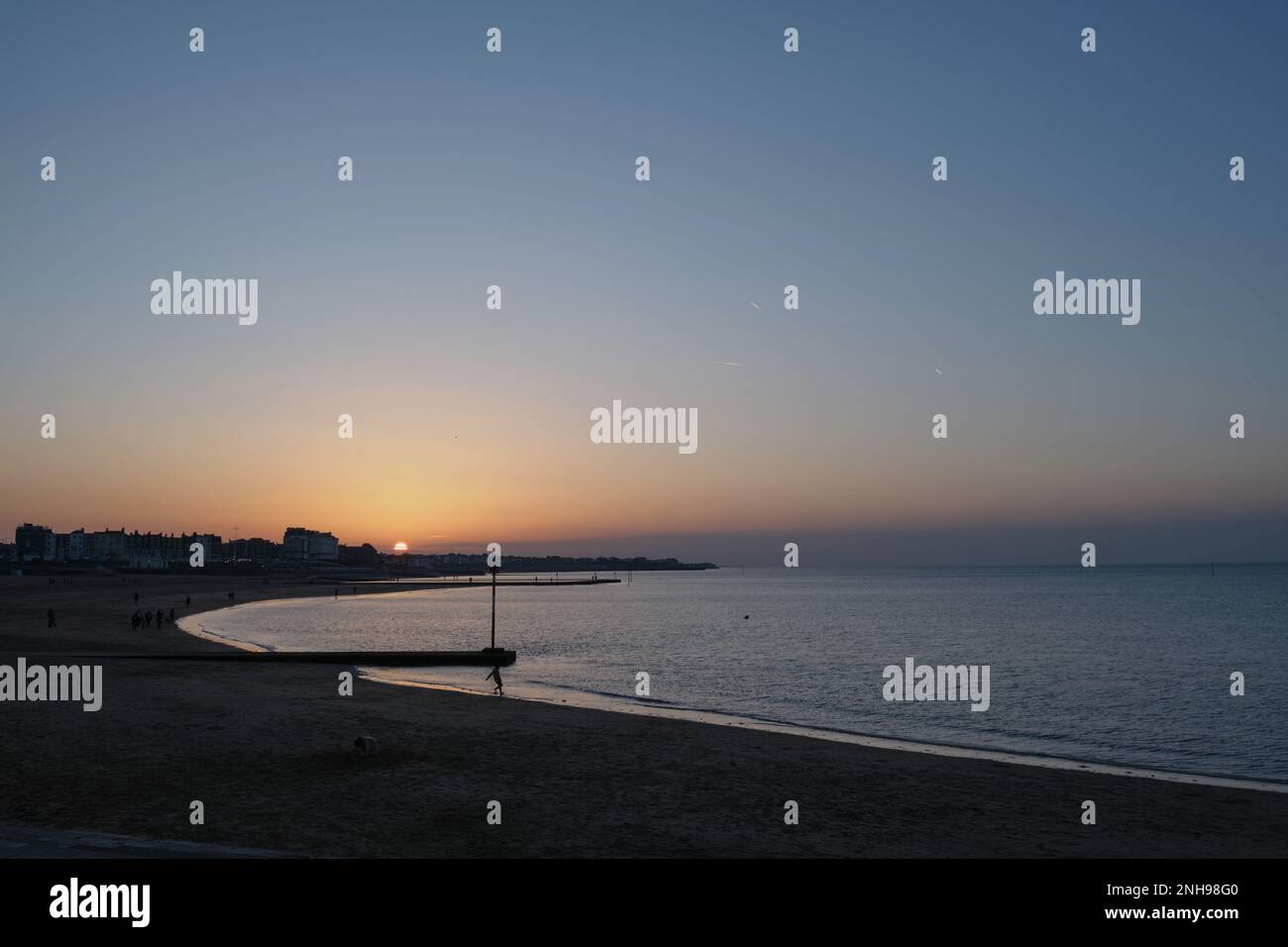 Sunset over Margate beach, Kent in Winter Stock Photo - Alamy
