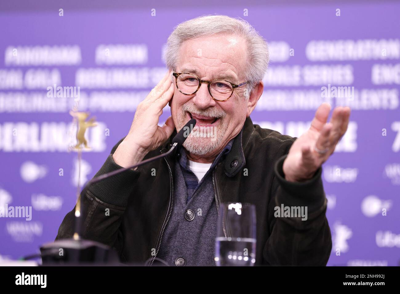 Steven Spielberg speaks on stage at the "The Fabelmans" (Die Fabelmans ...