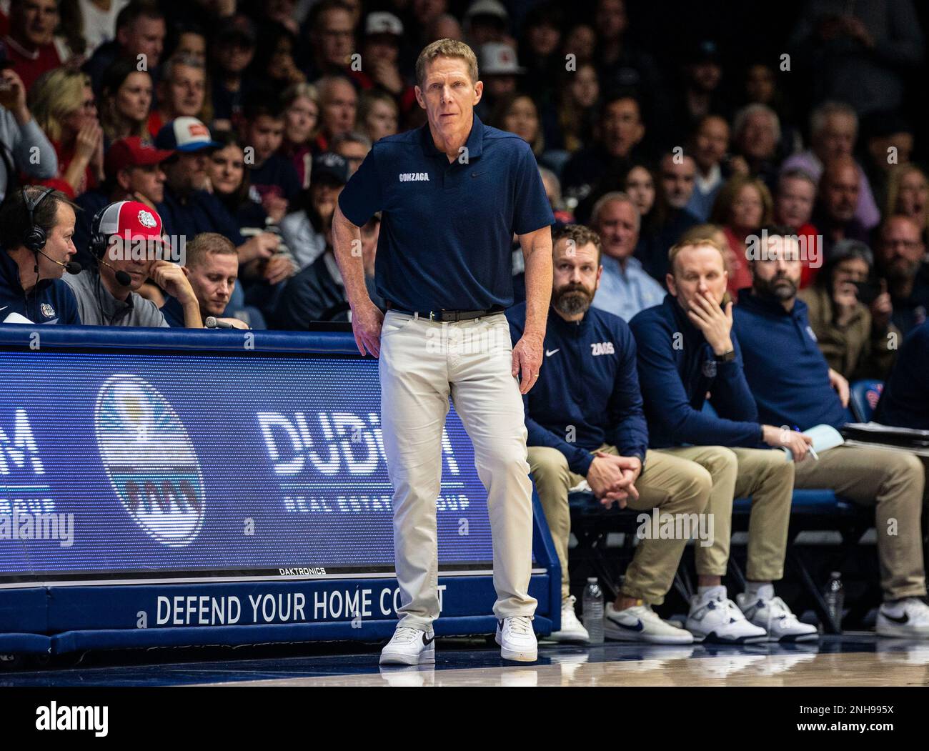 February 04 2023 Moraga, CA U.S.A. Gonzaga head coach Mark Few looks ...