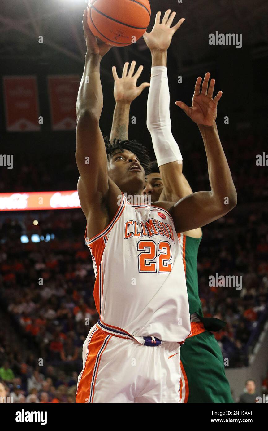 CLEMSON, SC - FEBRUARY 04: Clemson Tigers forward RJ Godfrey (22) puts ...