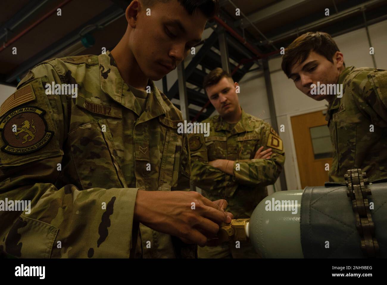 U.S. Air Force Airman 1st Class Christopher Schultz, 100th Operations Support Squadron aircrew ...