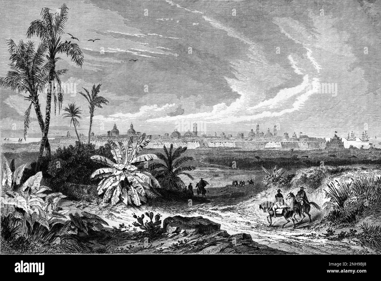 Early View of Veracruz or Heroica Veracruz from Road to Orizaba Mexico ...