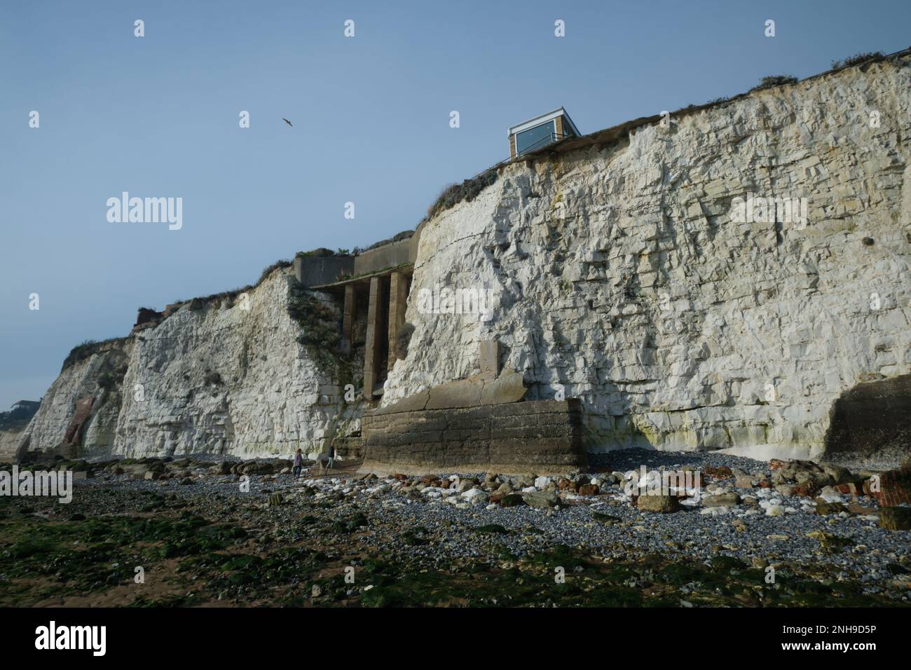 cliff face erosion at Stone Bay in Broadstairs, kent in winter Stock ...