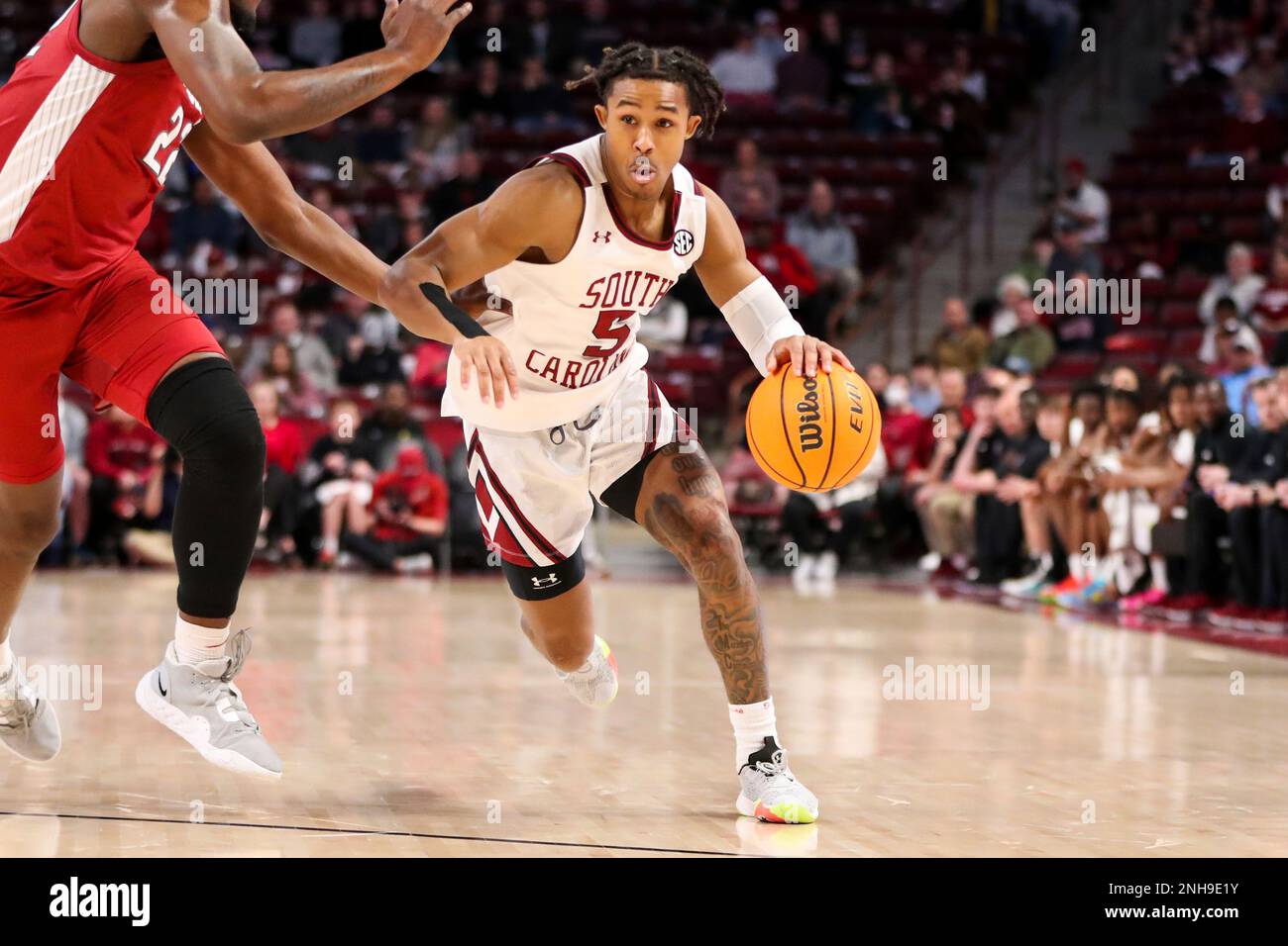 COLUMBIA, SC - FEBRUARY 04: Meechie Johnson (5) of the South Carolina ...