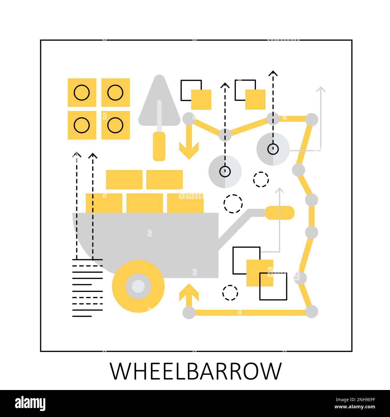 Construction building wheelbarrow. Construction materials and work ...
