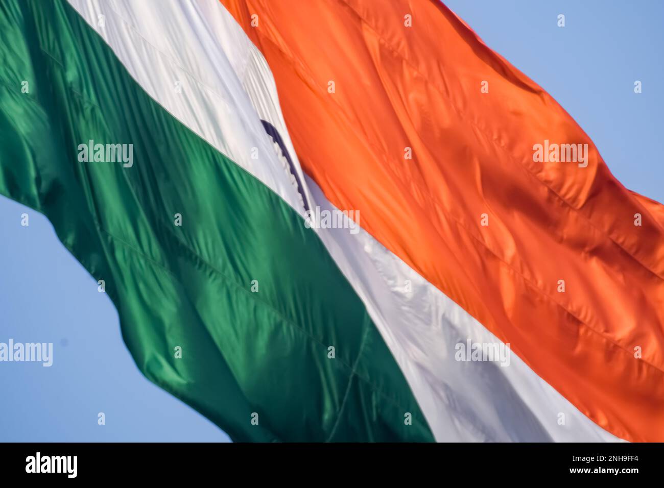 India flag flying high at Connaught Place with pride in blue sky, India ...