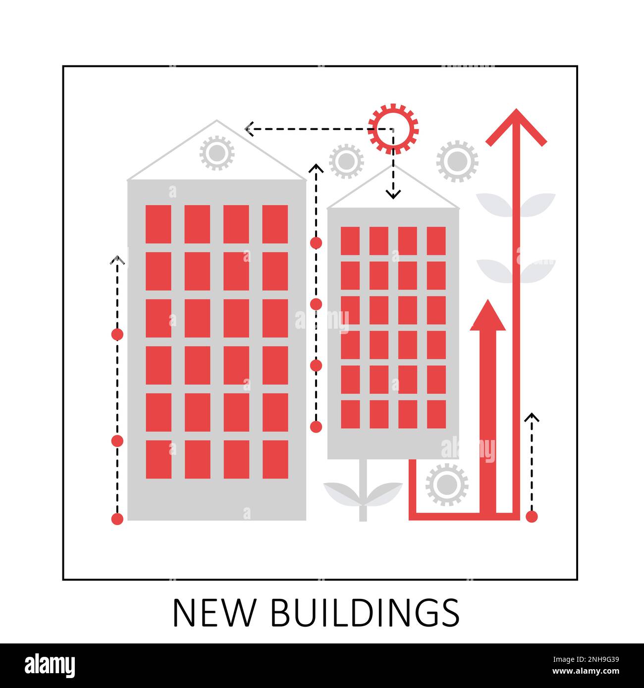New city buildings construction. Real estate project, modern apartment buildings vector ...
