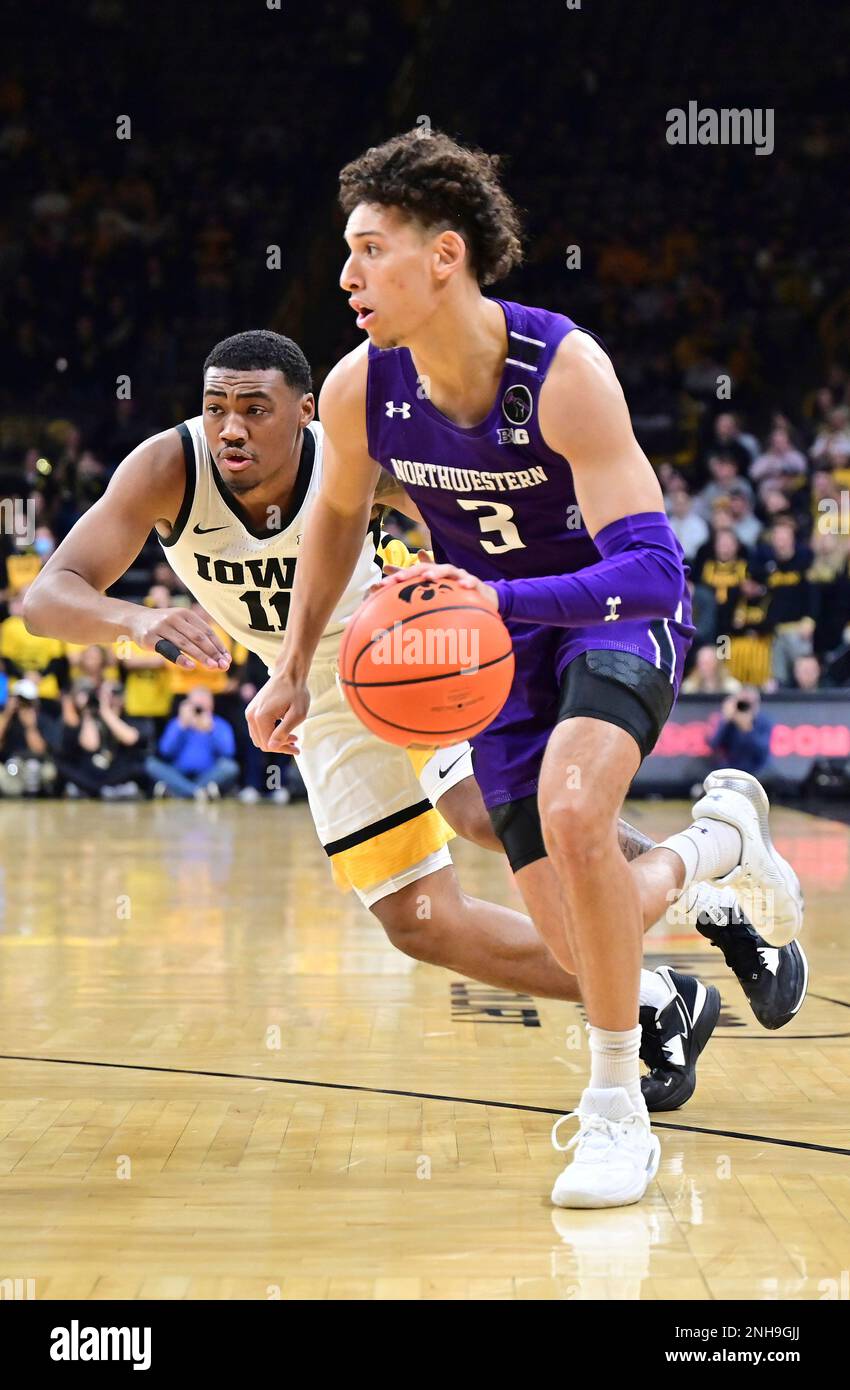 IOWA CITY, IA - JANUARY 31: Northwestern guard Ty Berry (3) drives ...