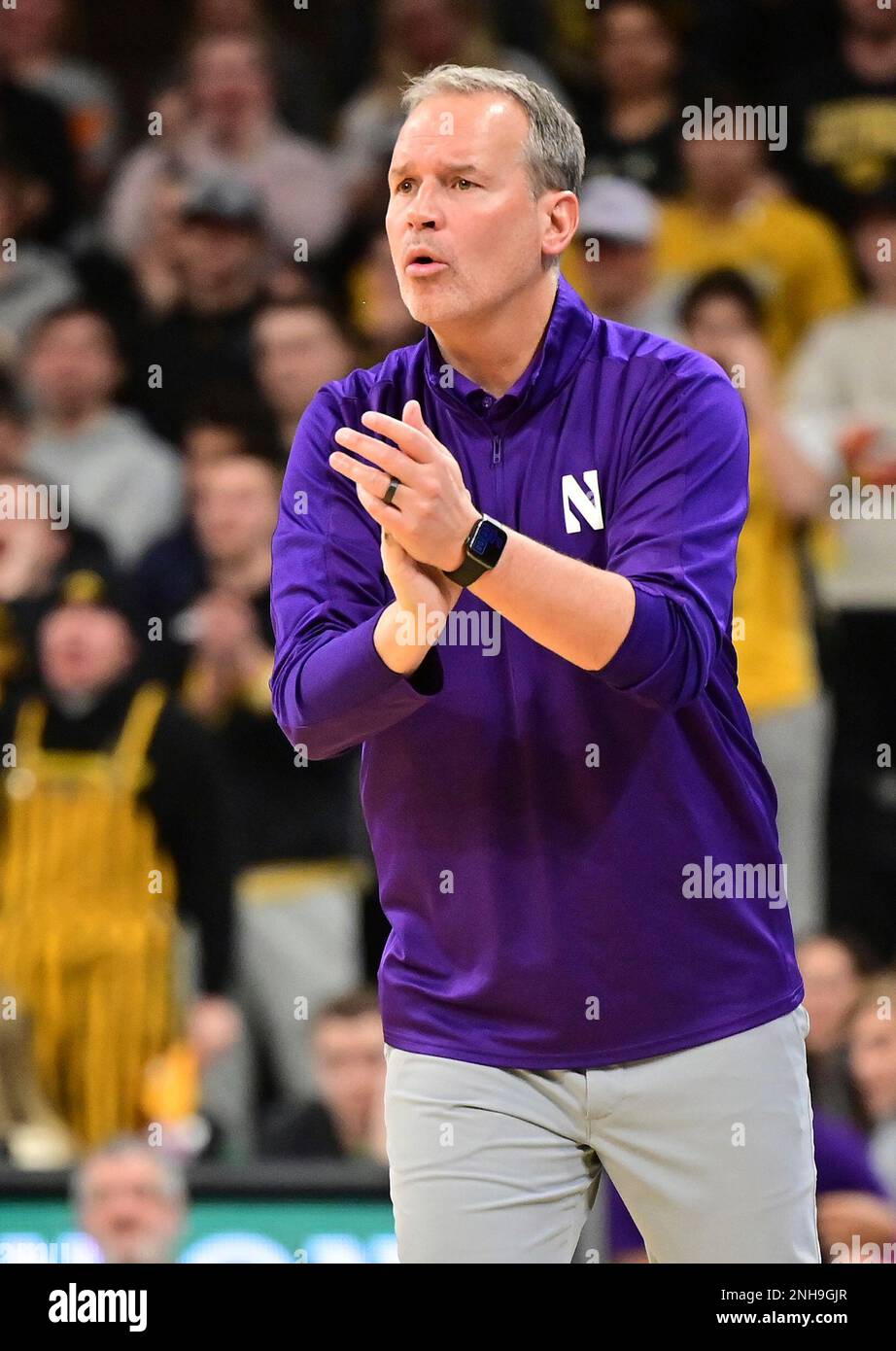 IOWA CITY, IA - JANUARY 31: Northwestern coach Chris Collins watches ...
