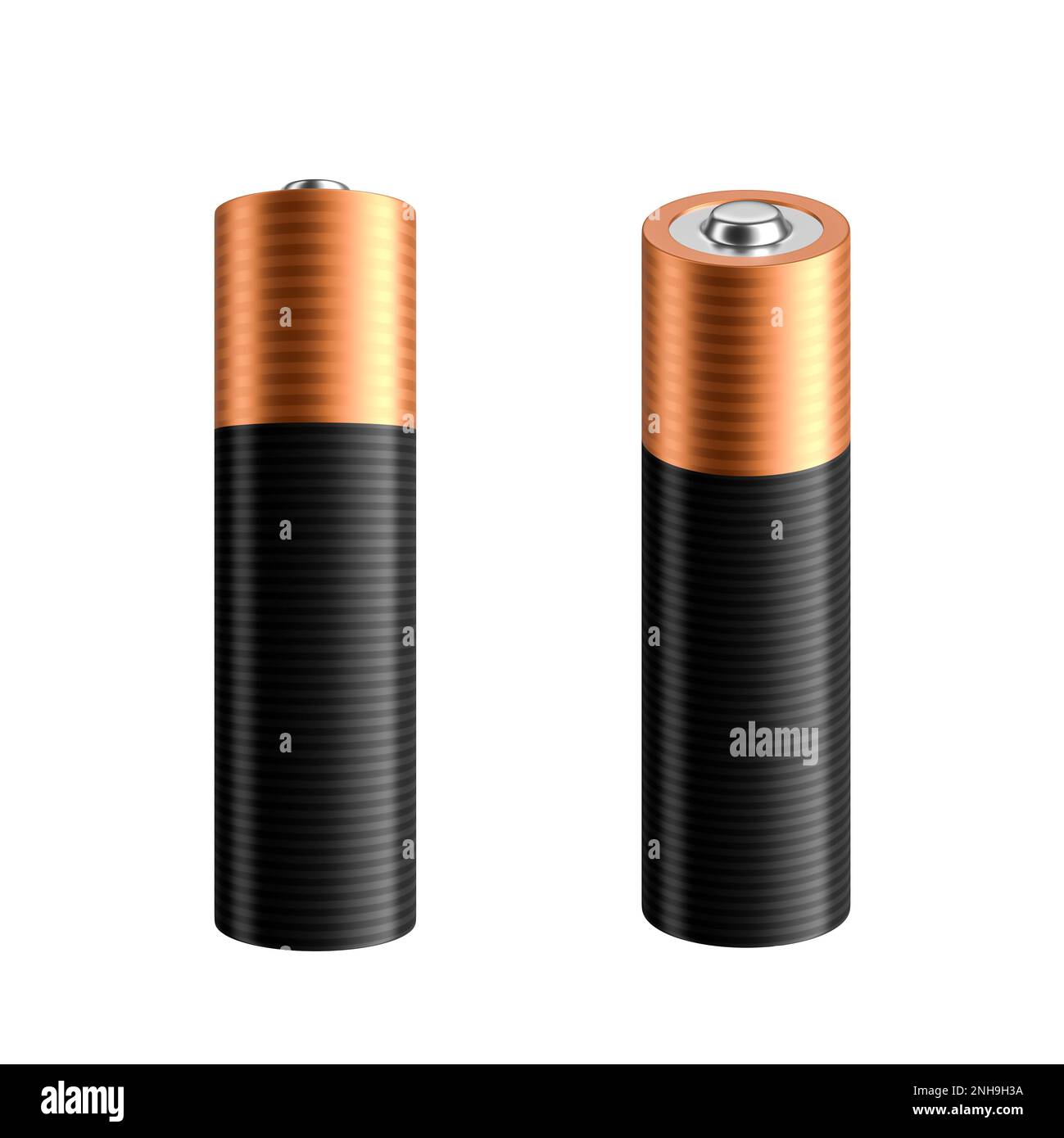 Set AA battery on a white isolated background. 3d render Stock Photo ...