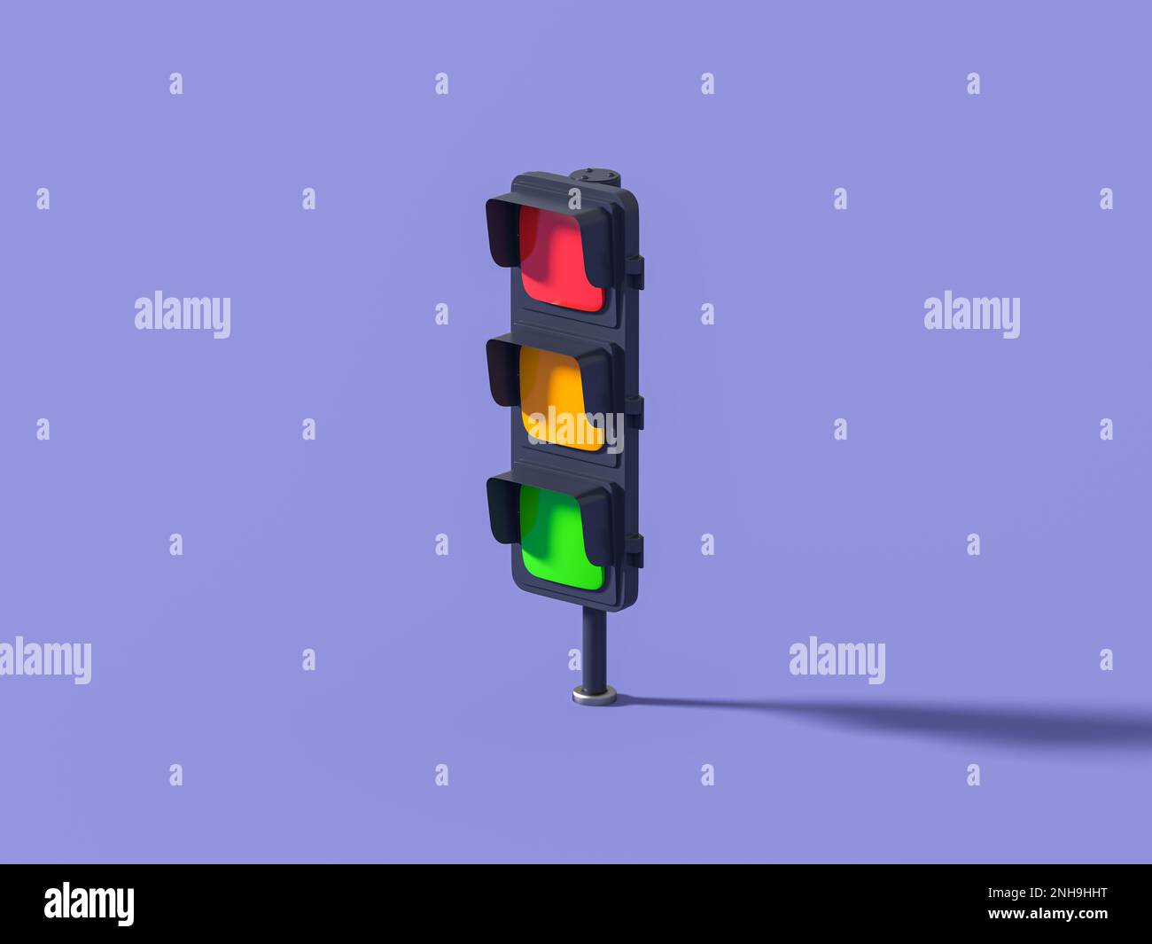 Black traffic light on a blue isolated background. 3d render Stock ...