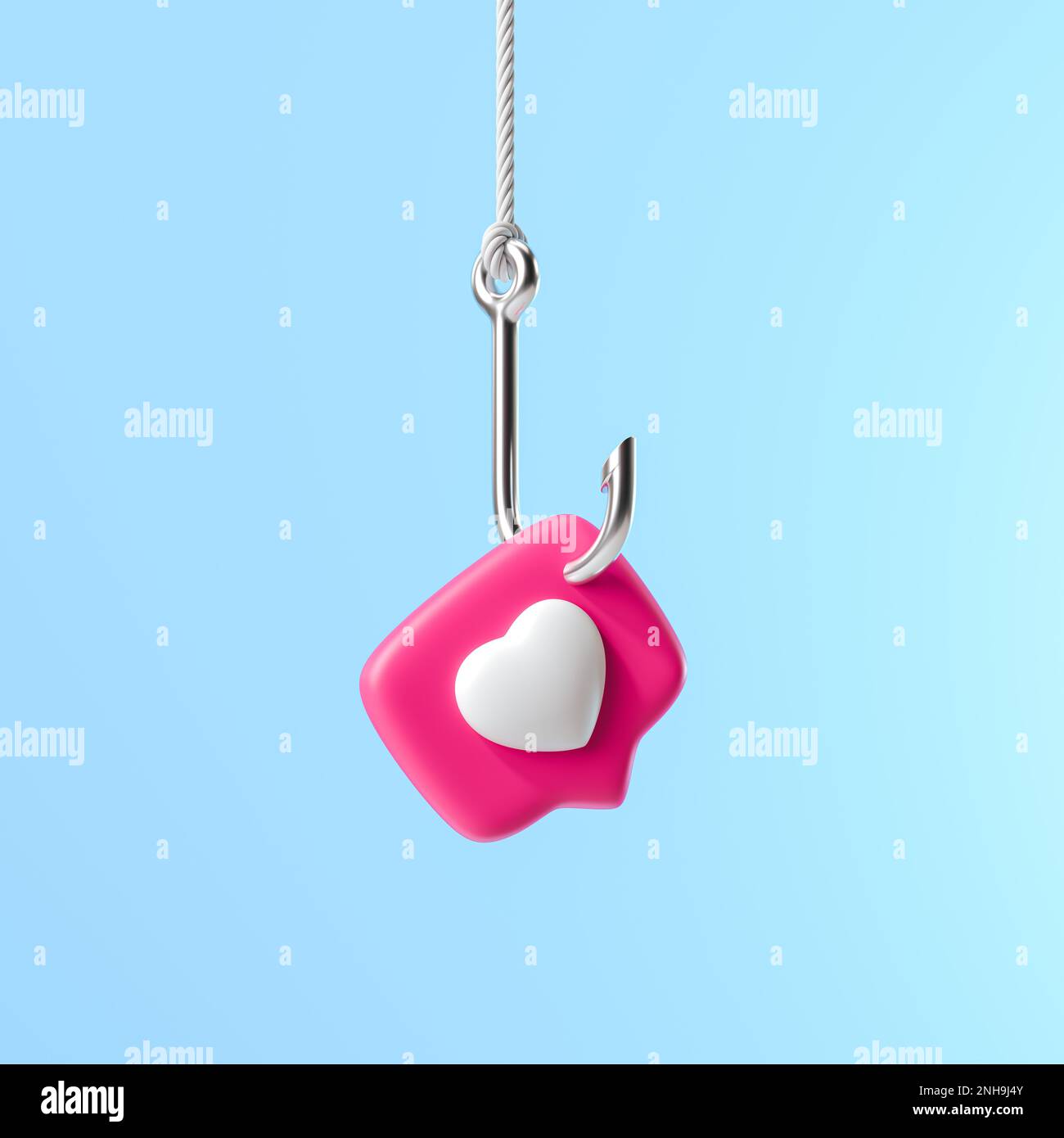 Pin Like with a heart on a hook. Social metaphor, revealing the concept ...