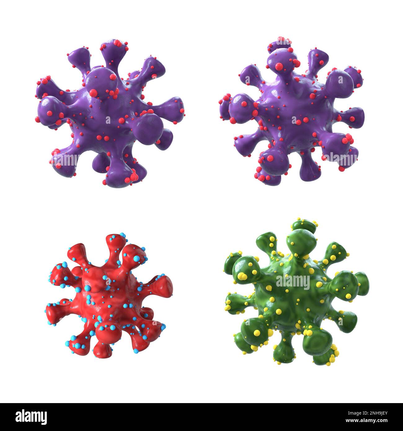 Set multicolor virus concept. Microscope virus close up. white isolated ...
