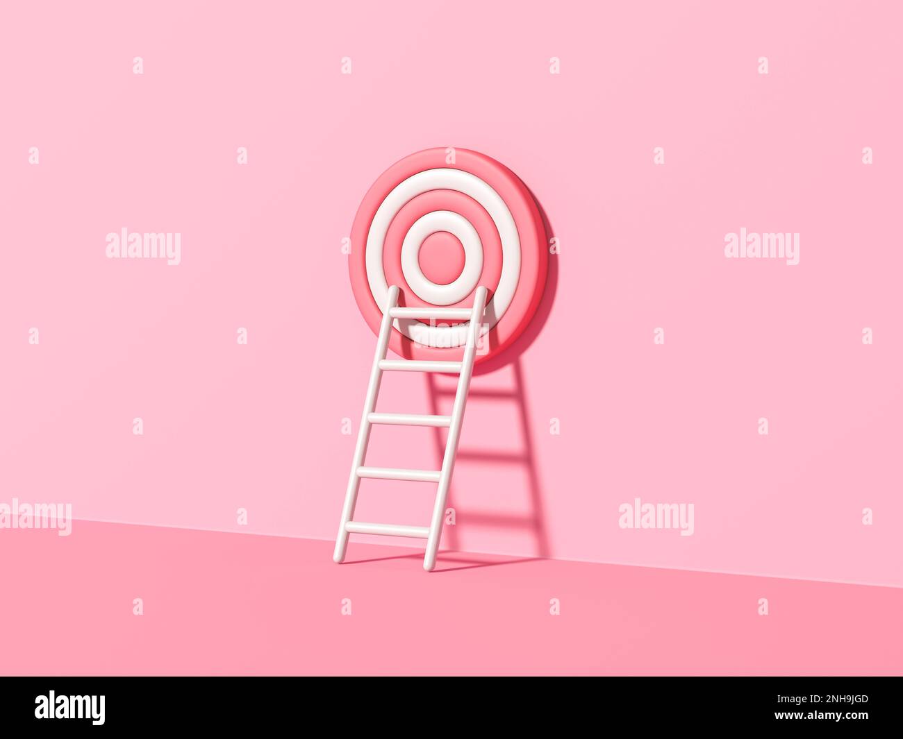 White stairs and target. Business target achievement concept. Minimal ...