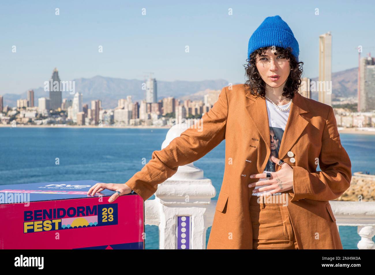 The singer Alice Wonder poses after the draw in which the order of the ...