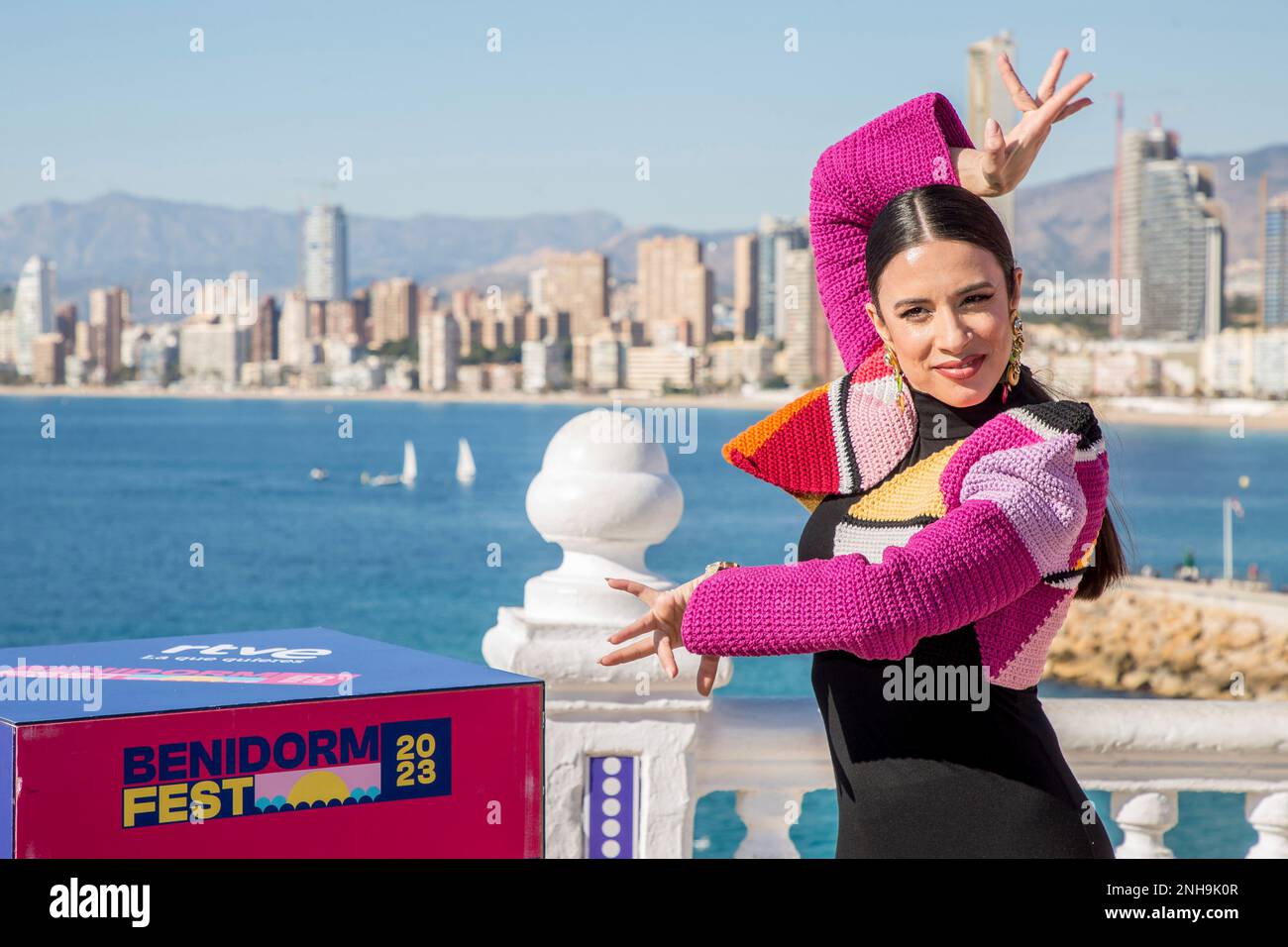The singer Blanca Paloma poses after the draw in which the order of the ...