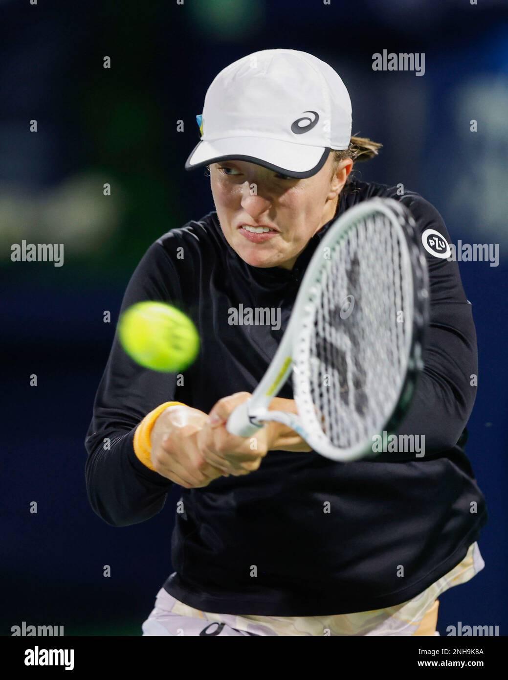 Dubai, UAE, 21st. Feb, 2023. Polish tennis player Iga Swiatek in action ...