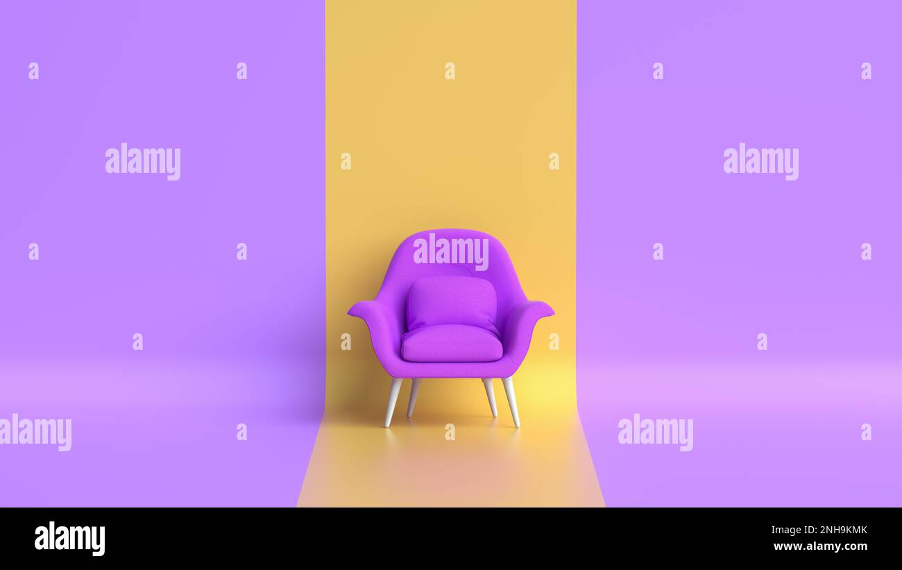 3d empty purple chair. hiring new job vacancy concept. 3d render ...