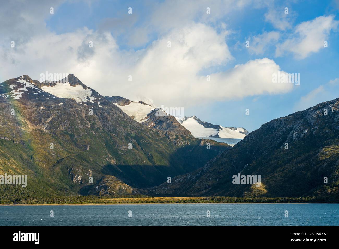 Panorama of Holanda or Dutch glacier in Glacier Alley of Beagle channel ...