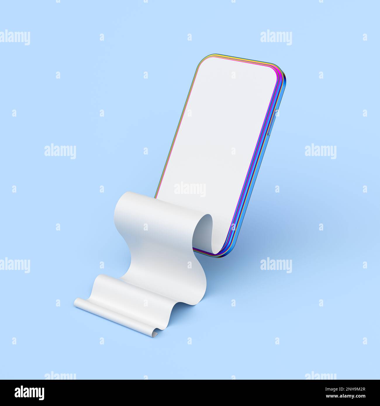 Mobile phone with paper financial bill in front and angle view. Concept ...